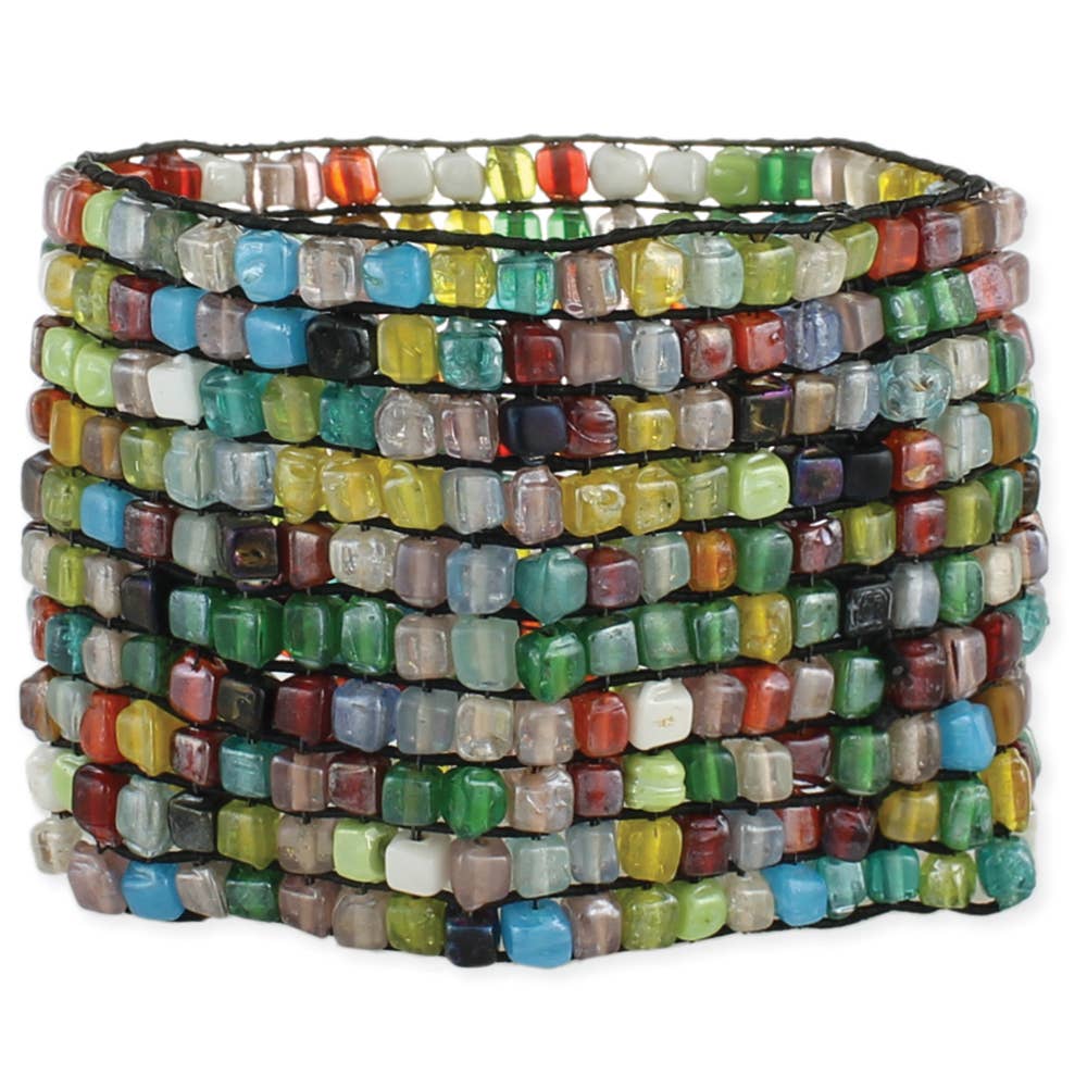 Wide Multi Colored Square Bead Mosaic Bracelet – Haystacks